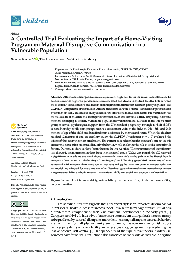 (PDF) A Controlled Trial Evaluating the Impact of a Home-Visiting Program on Maternal Disruptive ...