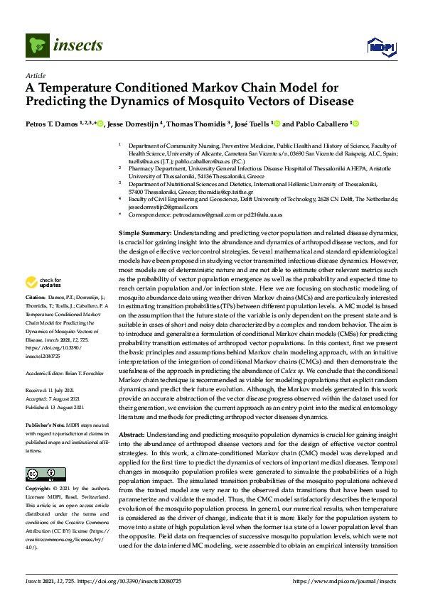 (PDF) A Temperature Conditioned Markov Chain Model for Predicting the Dynamics of Mosquito ...