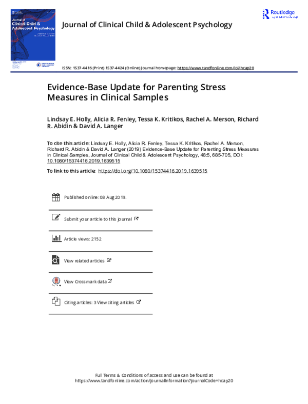 (PDF) Evidence-Base Update for Parenting Stress Measures in Clinical ...