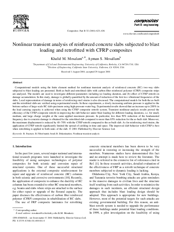 Pdf Nonlinear Transient Analysis Of Reinforced Concrete Slabs Subjected To Blast Loading And