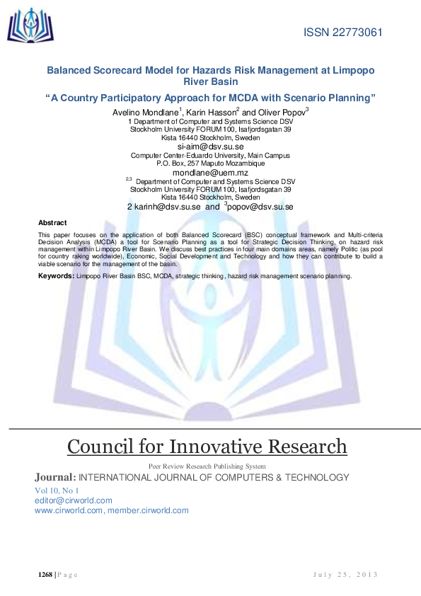 (PDF) Balanced Scorecard Model for Hazards Risk Management at Limpopo ...
