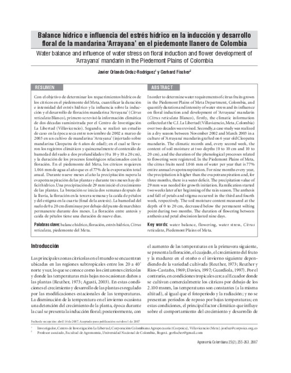 (PDF) Balance hídrico e influencia del estrés hídrico en la inducción y ...