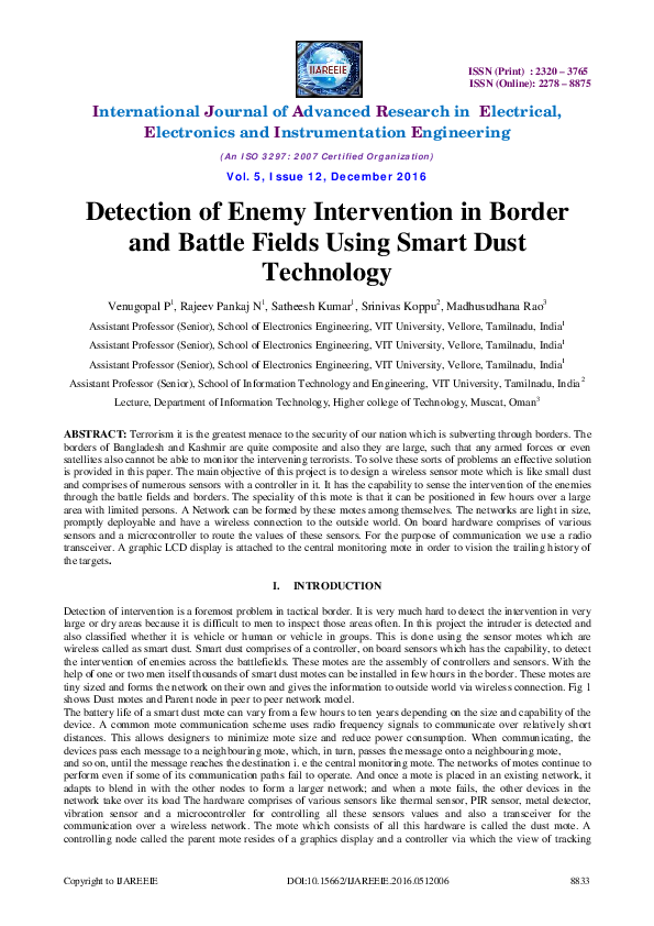 (PDF) Detection of Enemy Intervention in Border and Battle Fields Using ...