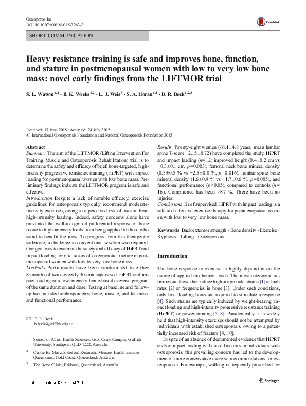 (PDF) Heavy resistance training is safe and improves bone, function ...