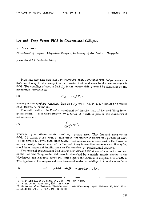 (PDF) Lee and Yang vector field in gravitational collapse