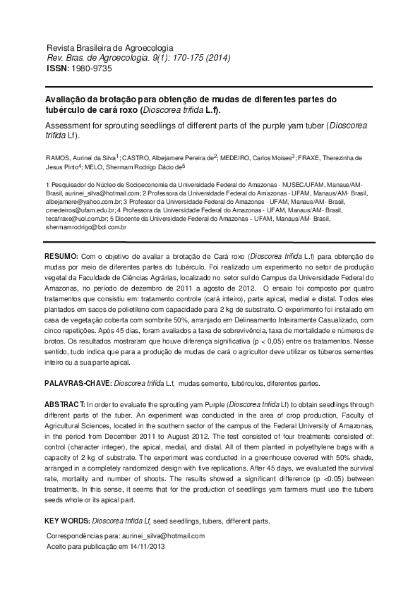 (PDF) Avaliação da brotação para obtenção de mudas de diferentes partes ...