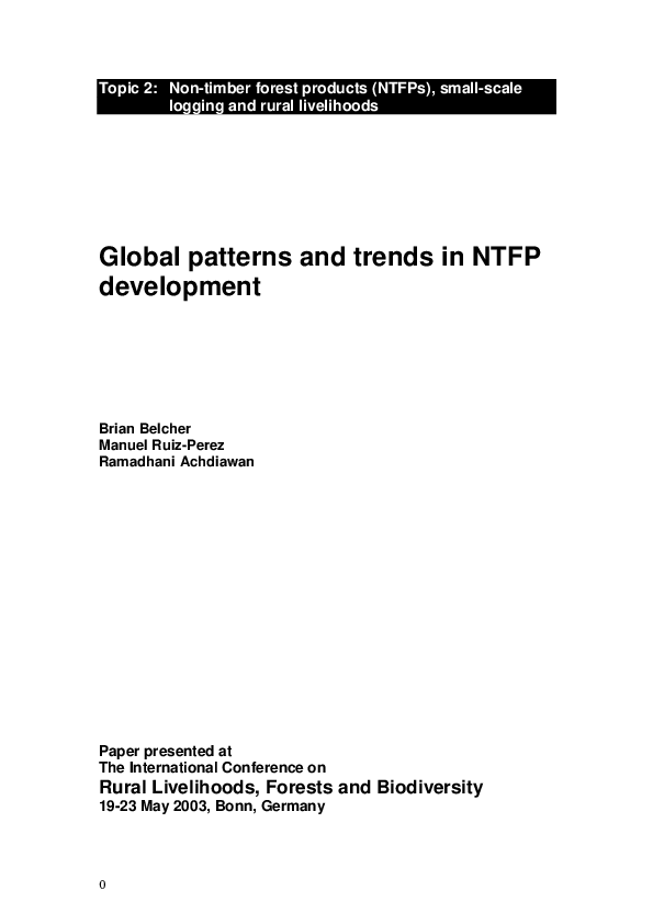 (PDF) Topic 2: Non-timber forest products (NTFPs), small-scale