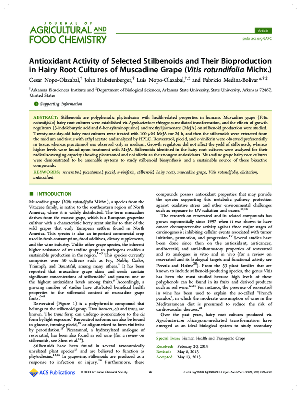 (PDF) Antioxidant Activity of Selected Stilbenoids and Their Bioproduction in Hairy Root ...