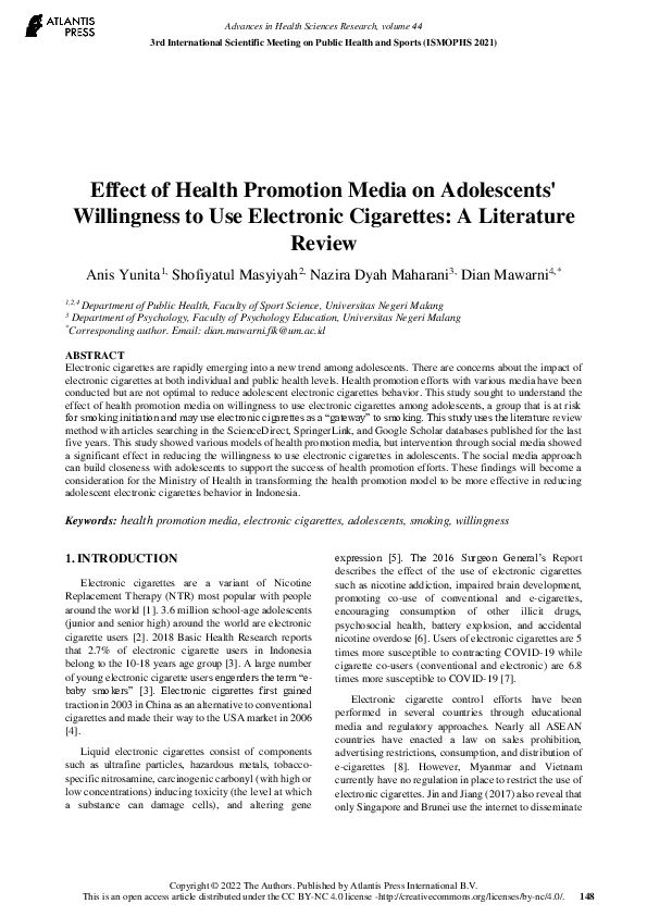 (PDF) Effect of Health Promotion Media on Adolescents’ Willingness to ...