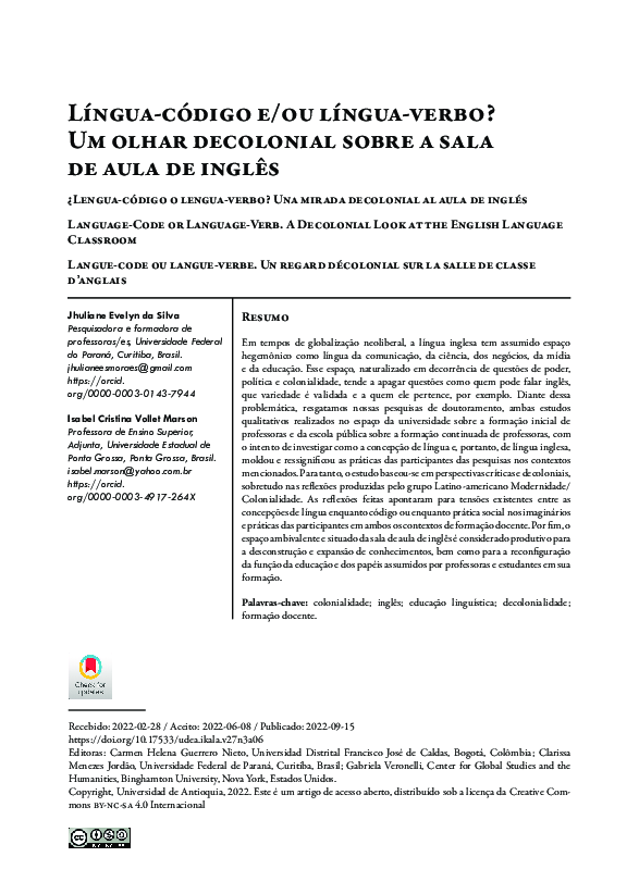 (PDF) Língua-código e/ou língua-verbo? Um olhar decolonial sobre a sala ...
