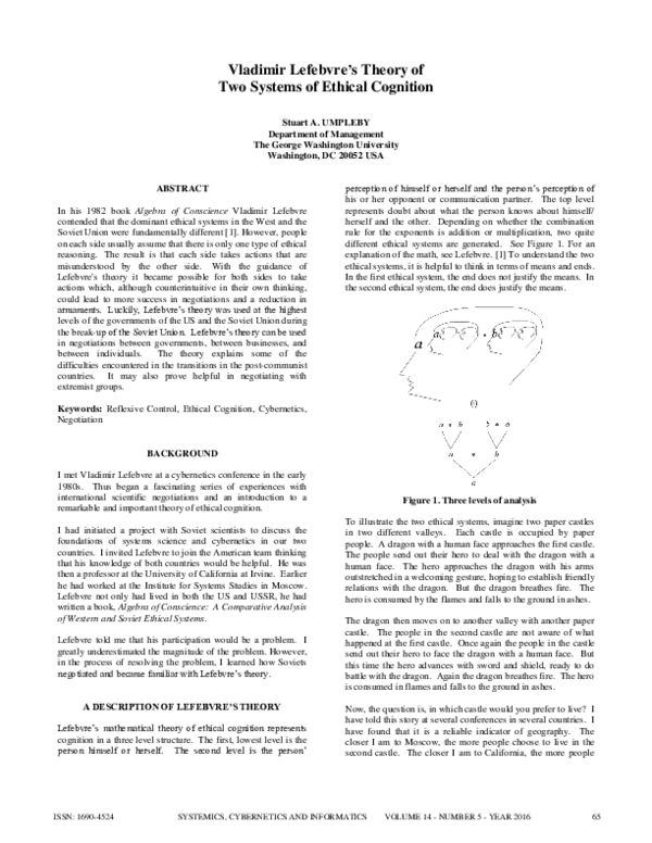 (PDF) Vladimir Lefebvre's Theory of Two Systems of Ethical Cognition