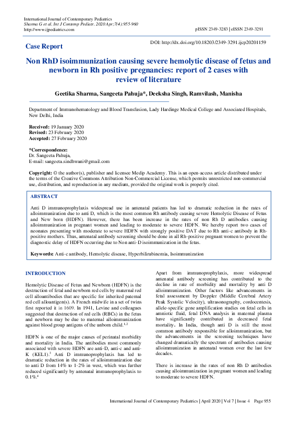 Non RhD isoimmunization causing severe hemolytic disease of fetus and ...