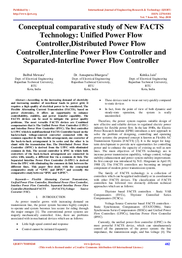(PDF) Conceptual comparative study of New FACTS Technology: Unified ... (PDF) Conceptual comparative study of New FACTS Technology: Unified ...