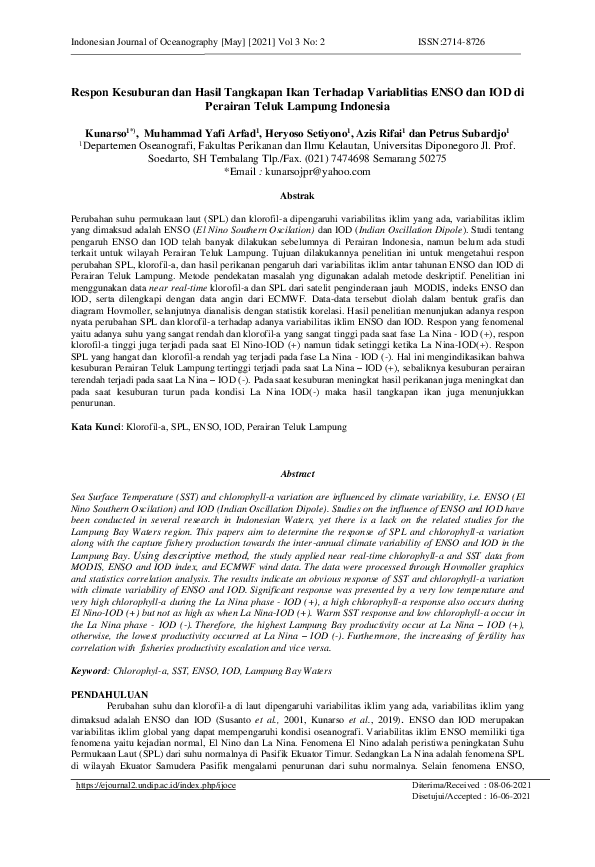 (PDF) Respon Kesuburan dan Hasil Tangkapan Ikan Terhadap Variablitias ...