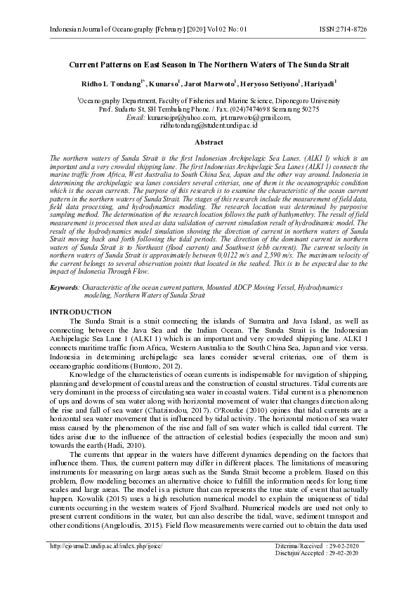 (PDF) Current Patterns on East Season in The Northern Waters of The ...