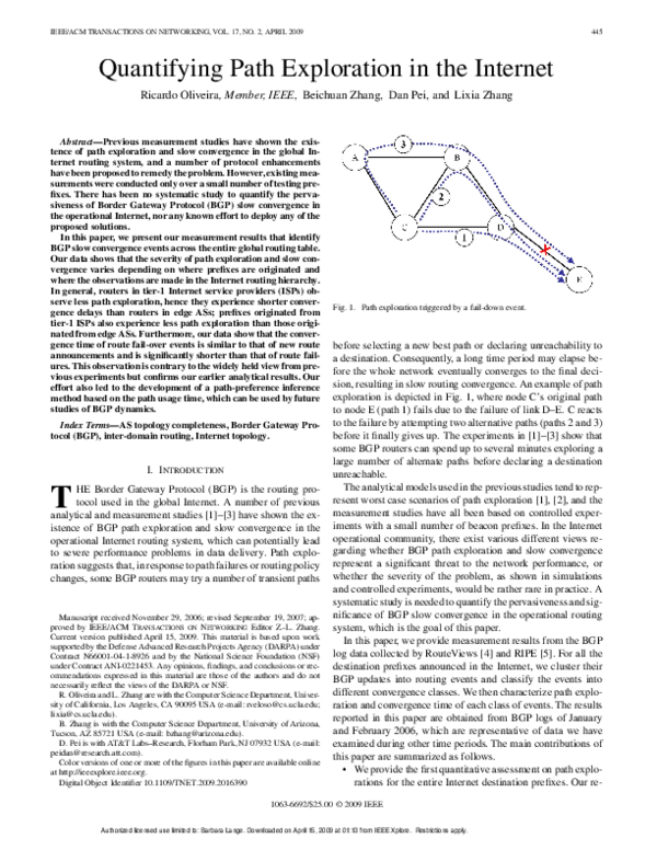 (PDF) Quantifying Path Exploration in the Internet