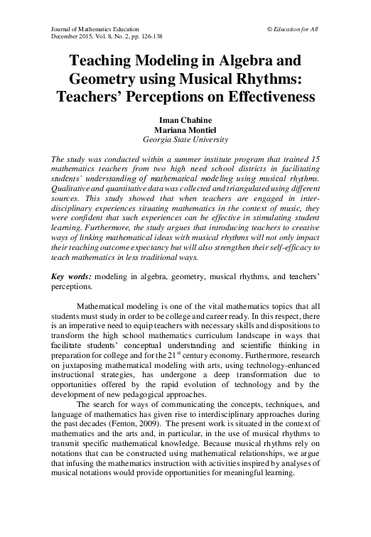 (PDF) Teaching Modeling in Algebra and Geometry using Musical Rhythms ...