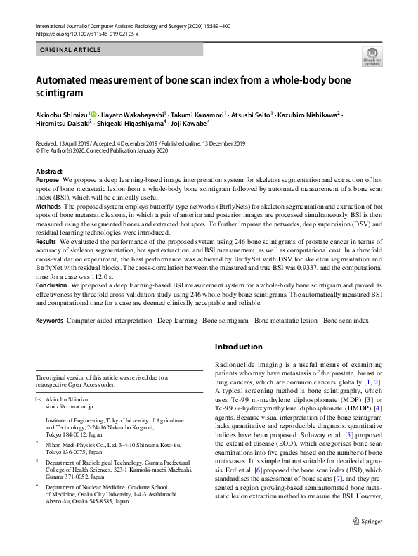 (PDF) Automated measurement of bone scan index from a whole-body bone ...