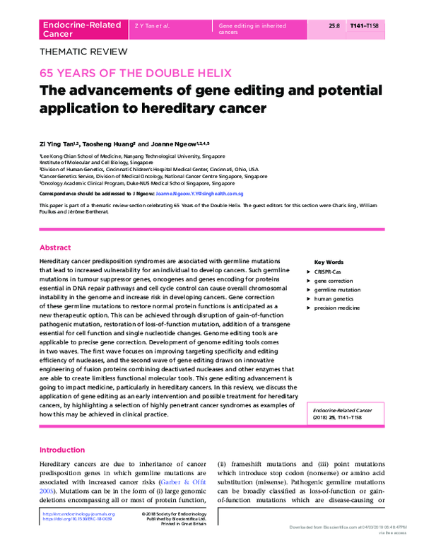 (PDF) 65 YEARS OF THE DOUBLE HELIX: The advancements of gene editing ...