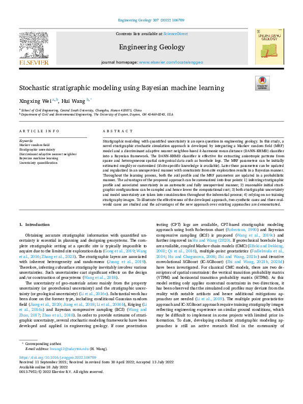 (PDF) Stochastic stratigraphic modeling using Bayesian machine learning
