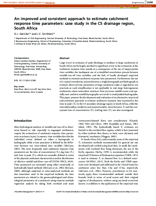(PDF) An improved and consistent approach to estimate catchment ...
