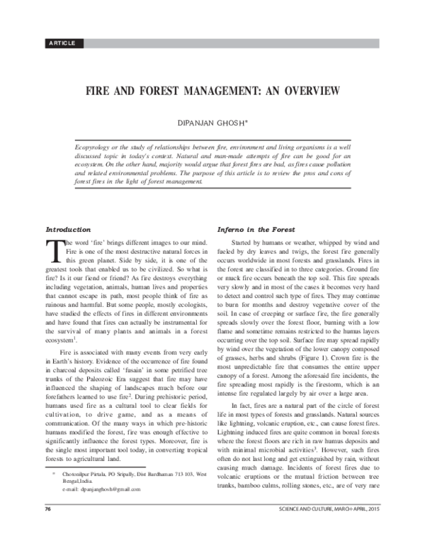 (PDF) Fire and Forest Management: An Overview