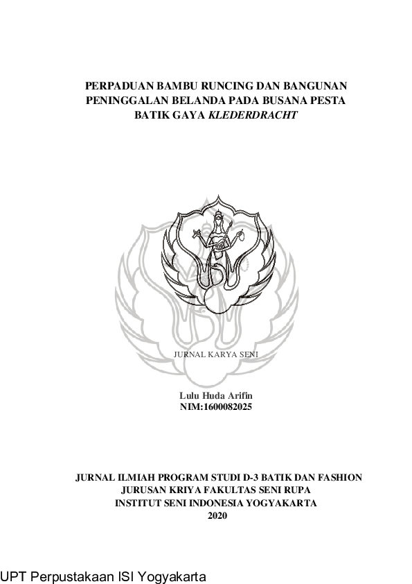 (PDF) Perpaduan Bambu Runcing dan Bangunan Peninggalan Belanda Pada Busana Pesta Batik Gaya ...