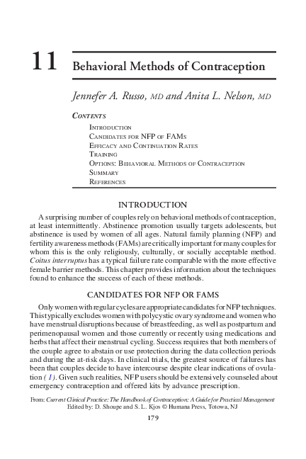 (PDF) Behavioral Methods of Contraception