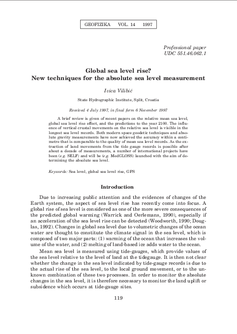 (PDF) Global sea level rise? New techniques for the absolute sea level ...