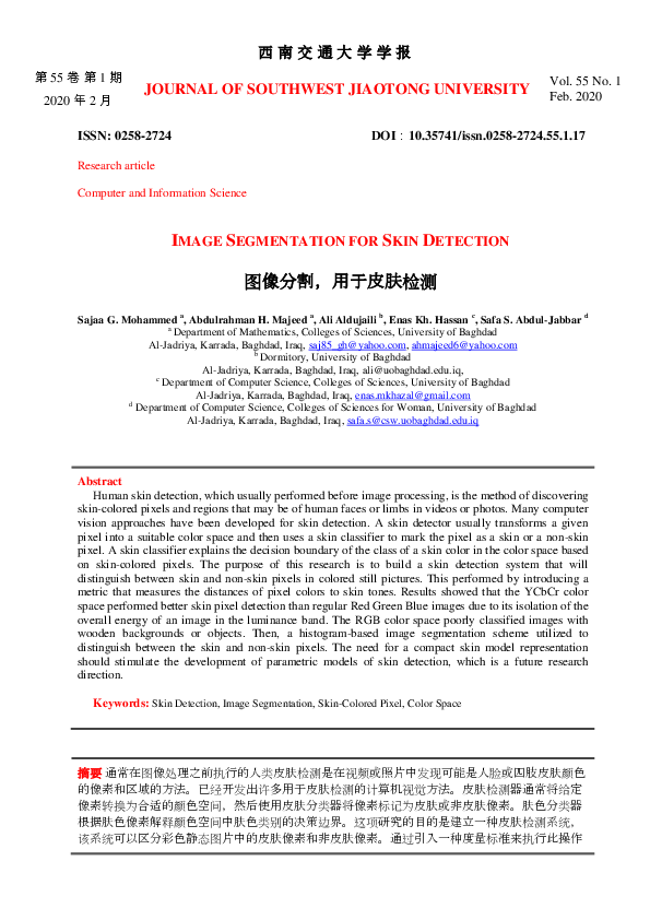Pdf Image Segmentation For Skin Detection