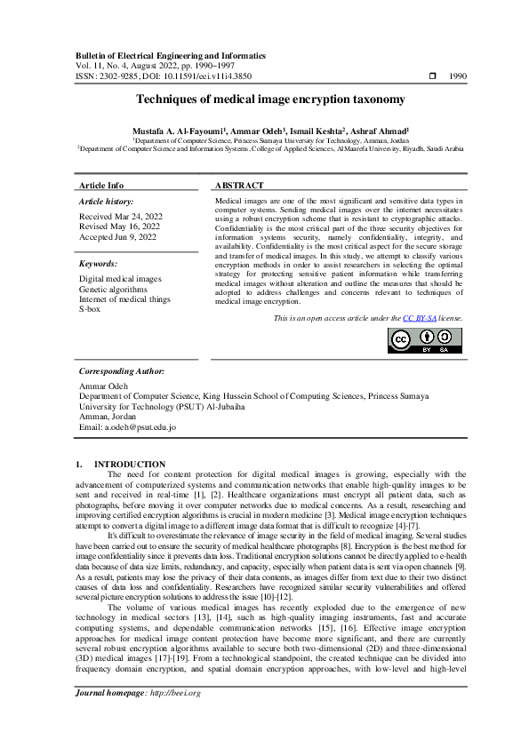 (PDF) Techniques of medical image encryption taxonomy (PDF) Techniques of medical image encryption taxonomy