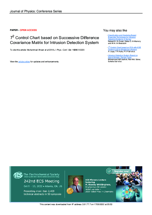 (PDF) T 2 Control Chart based on Successive Difference Covariance Matrix for Intrusion Detection ...