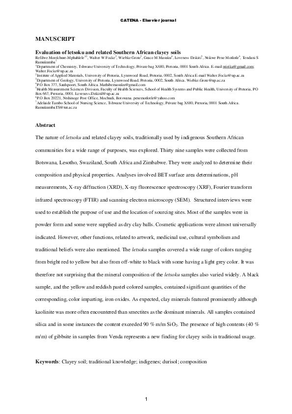 (PDF) Evaluation of letsoku and related Southern African clayey soils