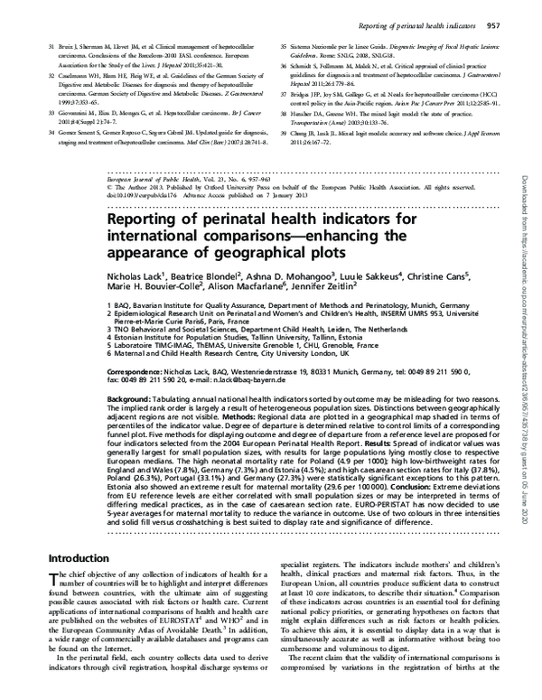 (PDF) Reporting of perinatal health indicators for international comparisons--enhancing the ...