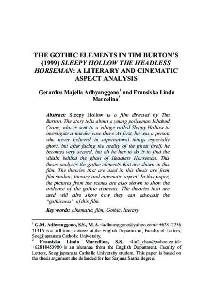 (PDF) The Gothic Elements in Tim Burton s (1999) Sleepy Hollow the ...