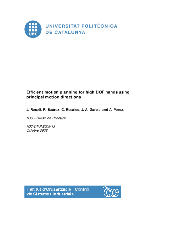 (PDF) Efficient motion planning for high DOF hands using principal ...