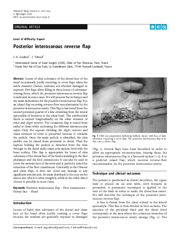 (PDF) Posterior interosseous reverse flap