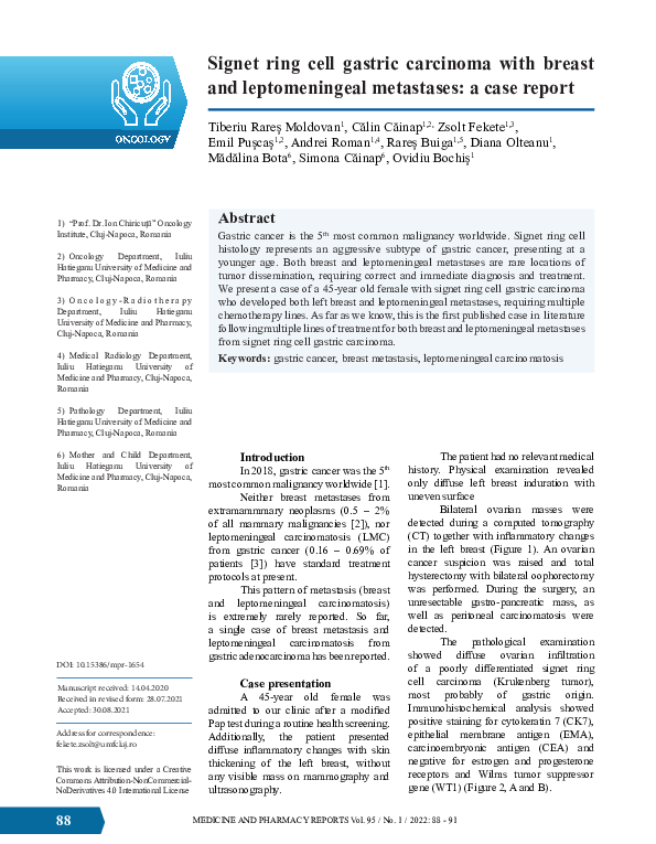 (PDF) Signet ring cell gastric carcinoma with breast and leptomeningeal ...