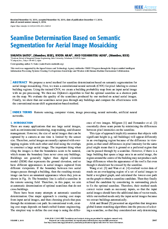 (PDF) Seamline Determination Based on Semantic Segmentation for Aerial Image Mosaicking