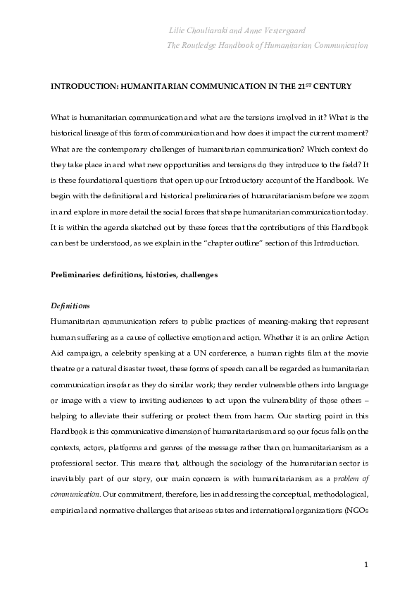 (PDF) HUMANITARIAN COMMUNICATION IN THE 21ST CENTURY