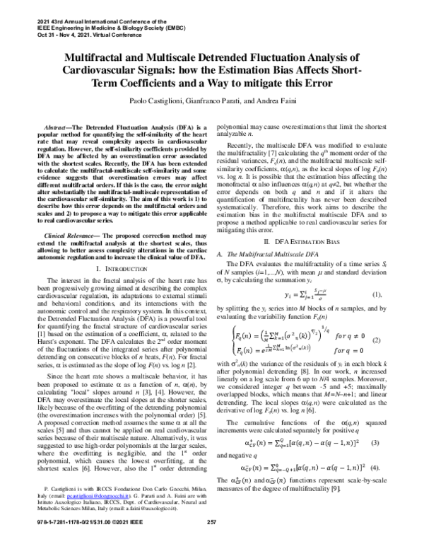 (PDF) Multifractal and Multiscale Detrended Fluctuation Analysis of Cardiovascular Signals: how ...