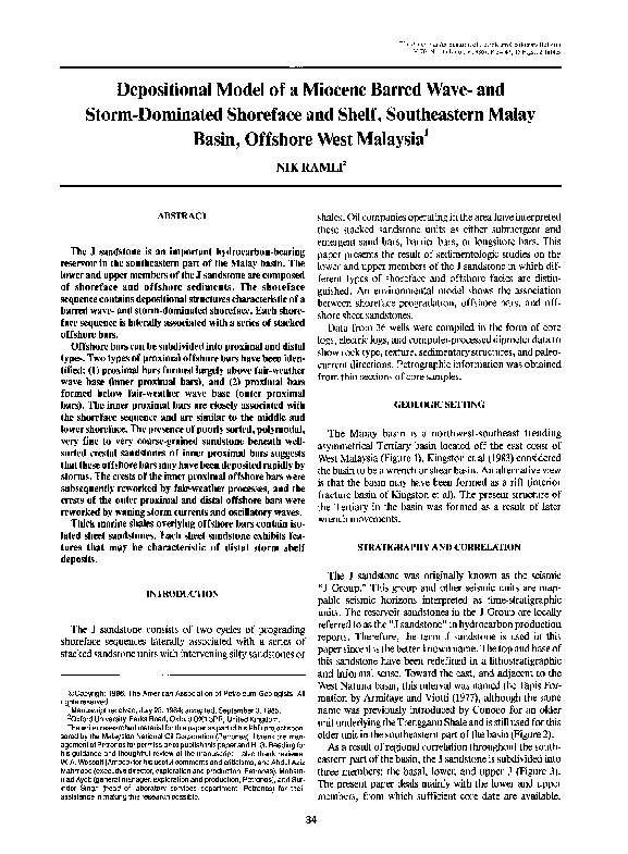 (PDF) Depositional Model of a Miocene Barred Wave- and Storm-Dominated ...
