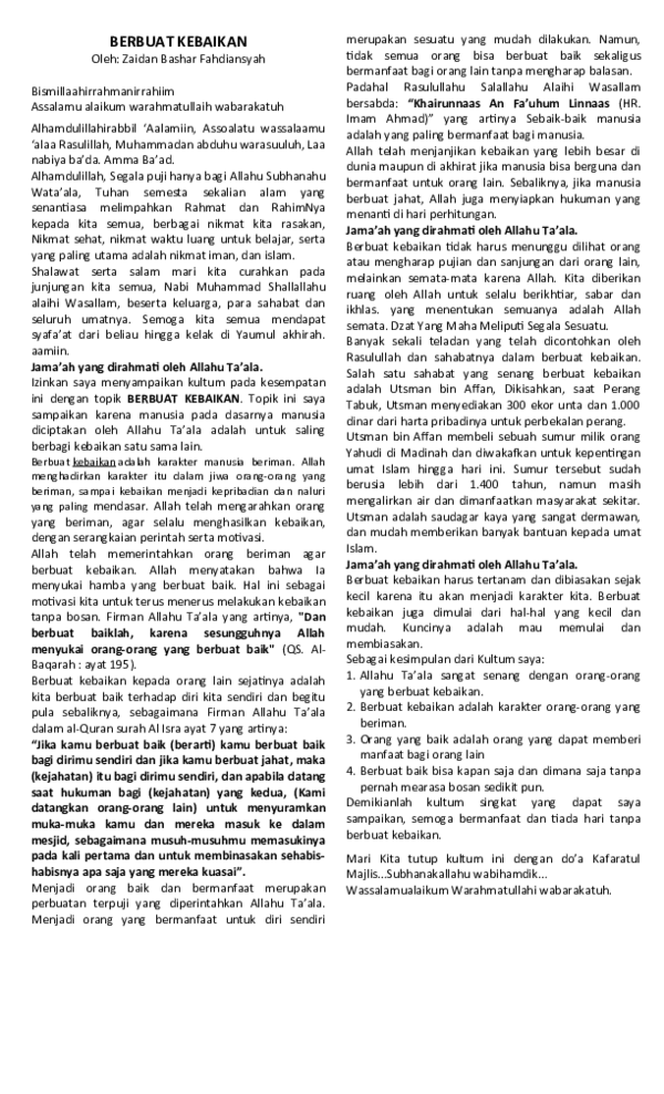 (DOC) Kultum BERBUAT KEBAIKAN