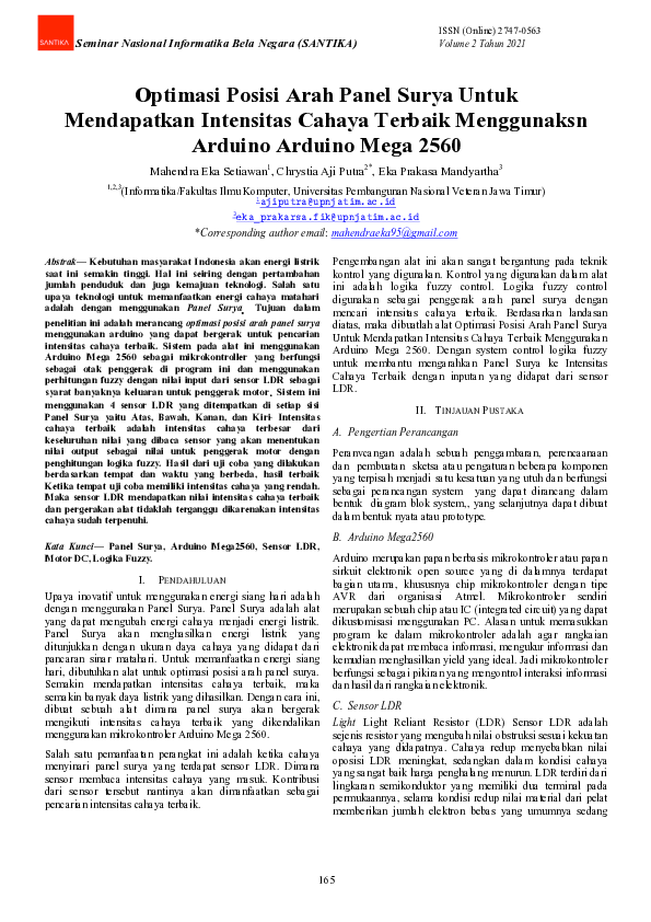 (PDF) Optimasi Posisi Arah Panel Surya Untuk Mendapatkan Intensitas ...