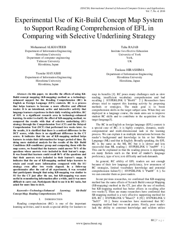 (PDF) Experimental Use of Kit-Build Concept Map System to Support Reading Comprehension of EFL ...