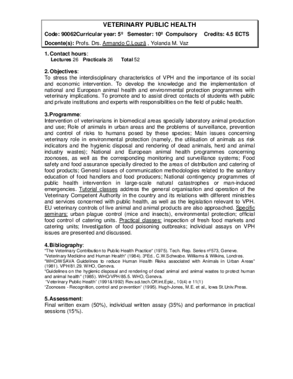 (PDF) Veterinary Public Health