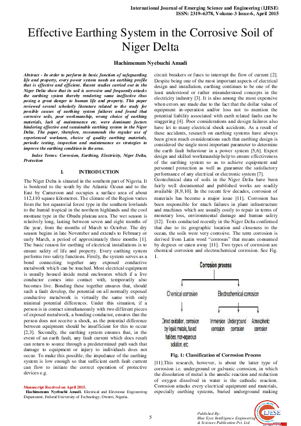 (PDF) Effective Earthing System in the Corrosive Soil of Niger Delta