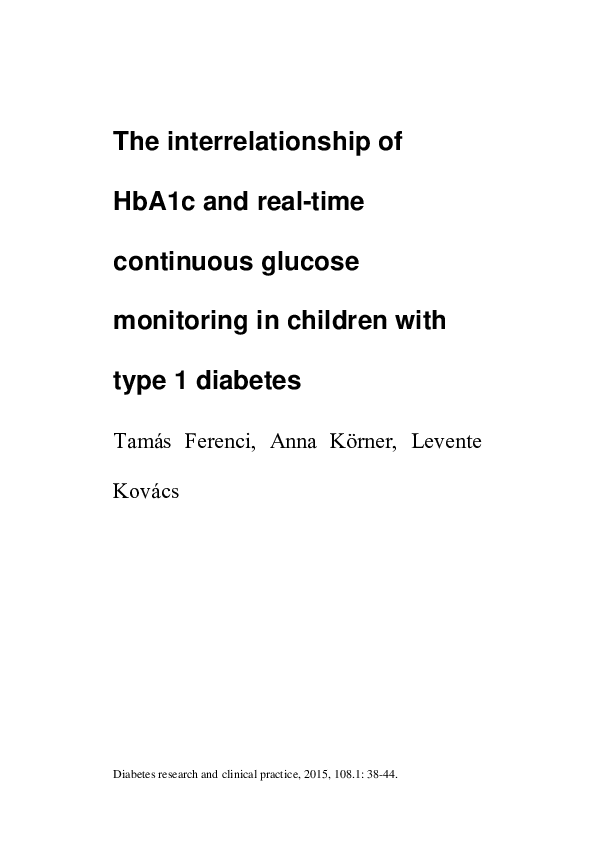 (PDF) The interrelationship of HbA1c and real-time continuous glucose monitoring in children ...