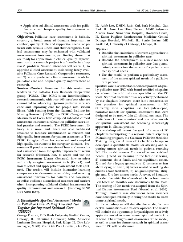 (PDF) A Quantifiable Spiritual Assessment Model in Palliative Care ...
