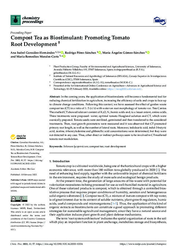 (PDF) Compost Tea as Biostimulant: Promoting Tomato Root Development